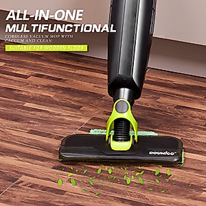 Vacuum Mop Cordless Hard Floor Vacuum Cleaner and 2 Packs Recyclable Cleaning Mop Pad, Black, KB-9009A
