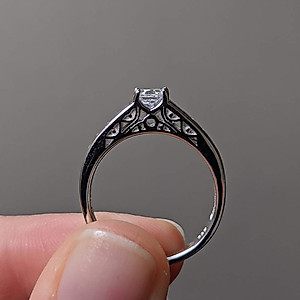 TwoBirch Vintage Bridal Set with 18k White Gold Plating over Solid Sterling Silver with AAA+ Cubic Zirconia (Size 5)