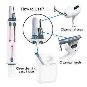 Cleaner Kit Compatible with Airpod Pro 1st 2nd 3rd Generation, Airpods Cleaning Kit and Keyboard Brush Gen 3 2 1, Pen Ear Bud Cleaning Tool for Samsung Galaxy Earbuds, Beats, Laptop, Phone, (White)