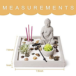 Cement Zen Garden – All-in-One Miniature Rustic Garden – Artificial Sculpture Made from Resin and Concrete – Mini Set with Rocks, Sand, Candle and Incense Holder – Brilliant Home or Office Decoration
