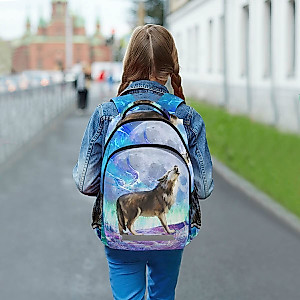 ALAZA Girls Wolf School Backpacks for Children Kids Large Capacity Bookbags 17"
