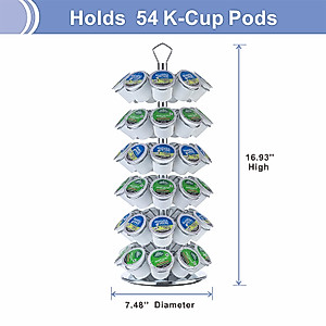 Rice rat K cup Holder Storage Coffee Capsules Pod Holder Carousel 6 Tier Compatible with 54 K-Cup Pods