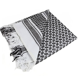 FREE SOLDIER 100% Cotton Military Shemagh Tactical Desert Keffiyeh Head Neck Scarf Arab Wrap(White)