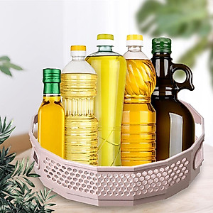 Baoblaze Rotating Kitchen Round Storage Tray Table Top Pantry Fruit Cosmetic Organizer Plate Container, Pink L