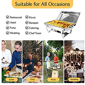 Snowtaros 4 Pack 8QT Chafing Dish Buffet Set, Stainless Steel Food Warmer Set, Rectangular Buffet Server with Tongs & Spoons for Parties, Catering, Banquets, Events (Full Size)