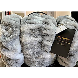 Mon Chateau Luxury Collection Faux Fur Throw, Ruched Gray, Queen