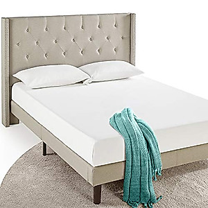 ZINUS Annette Upholstered Platform Bed Frame, Mattress Foundation, Wood Slat Support, No Box Spring Needed, Easy Assembly, Queen