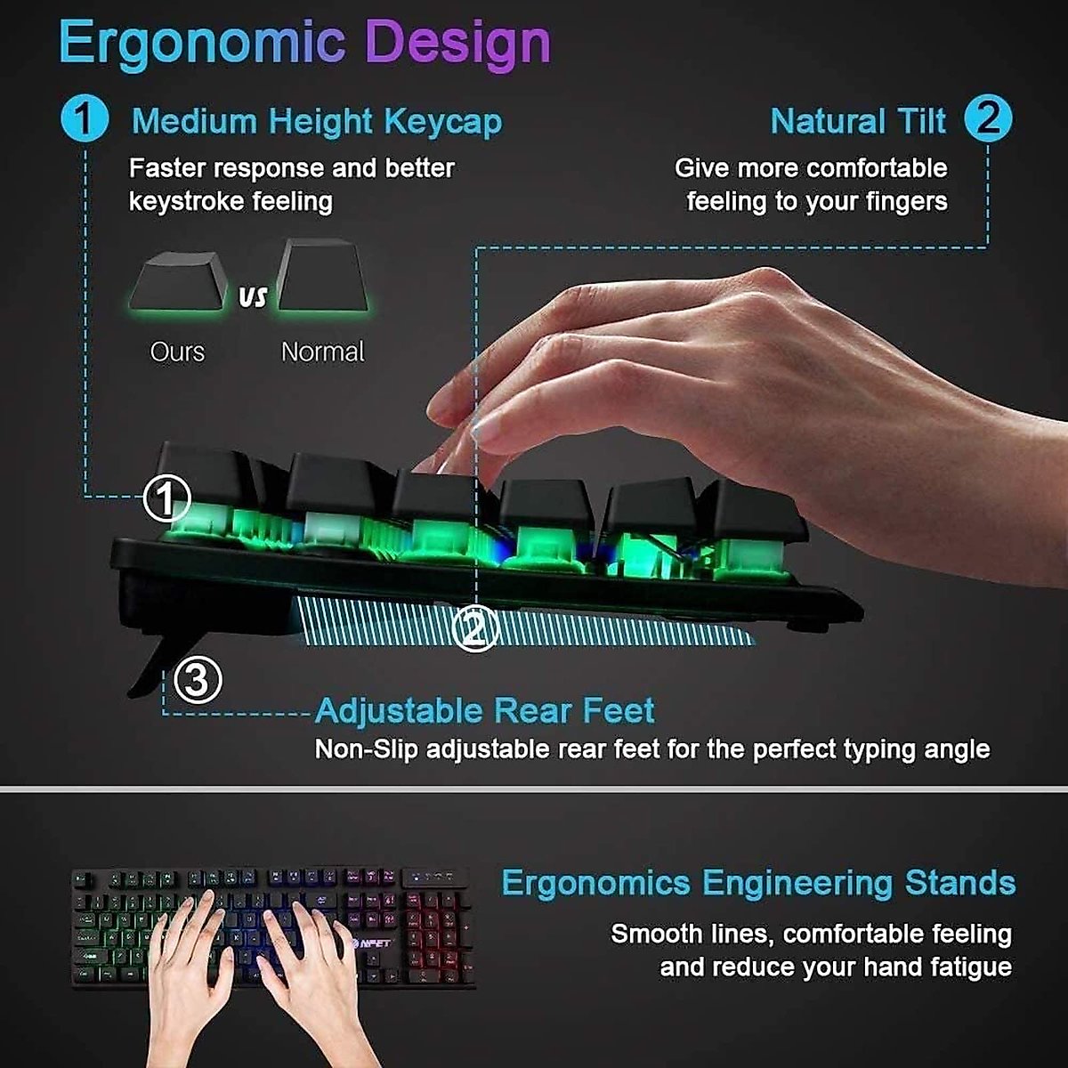 XYLXJ Computer Keyboard and Mouse Combos, Wired Gaming Keyboard Mechanical Feeling Backlit Keyboards USB Keyboard Waterproof Computer Game Keyboards
