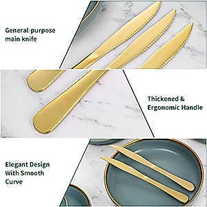 Xingjiake 12-piece Gold Steak Knives, Steak Knives Set Of 12, Stainless Steak Knives, Serrated Butter Knife, Dinner Knives Set, dishwasher safe