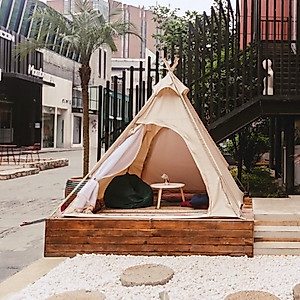 Three-Season Cotton Canvas Adult Camping Indian Tipi Pyramid Tent for 2 Person