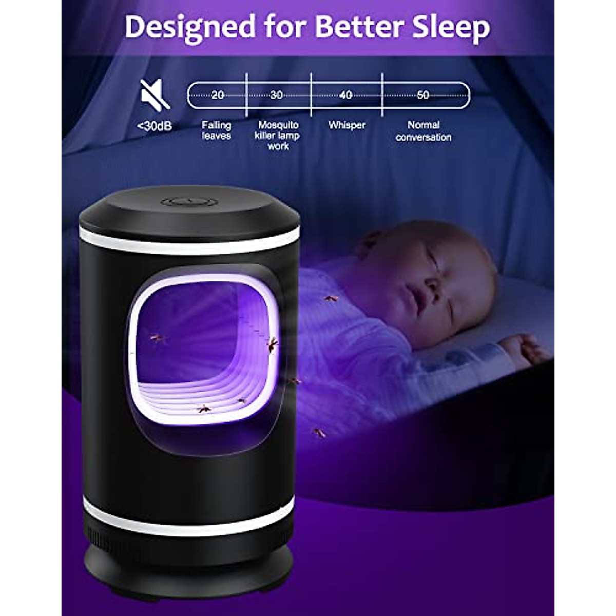 Bug Zapper Indoor, GILAYGROW Insect Trap, Fly Trap, Fruit Flies Trap, Electric Mosquito Killer Trap, Mosquito Zapper, Quiet Mosquito Lamp for Living Room, Office, Kitchen, Bedroom(Black)