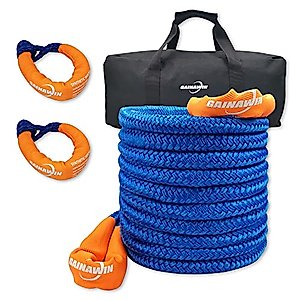 GAINAWIN Power Stretch Recovery Rope Kit (7/8'' x 30'' Tow Rope+2 Soft Shackles) Heavy-Duty Vehicle Recovery Rope for ATV UTV SUV Truck