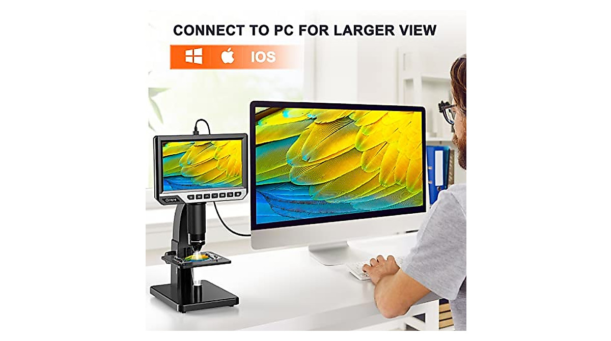 LCD Digital Microscope with 2000X Magnification and 7-inch Screen
