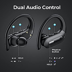 Wireless Earbuds Bluetooth 5.3 Headphones 60 Hrs Playtime Sports Ear buds with Wireless Charging Case & LED Power Display Over-ear Earphones with Earhooks Waterproof Stereo Bass Headset for Workout