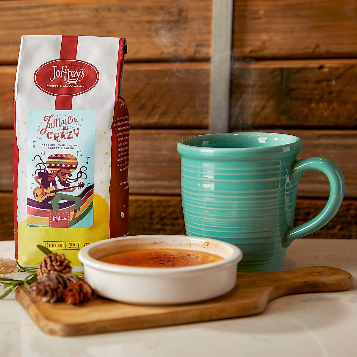 Joffrey's Coffee - Jamaican Me Crazy, Flavored Coffee, Artisan Medium Roast, Arabica Coffee Beans, Caramel, Vanilla, & Coffee Liqueur Flavor, Brew or French Press, Kosher, No Sugar (Whole Bean, 16 oz)