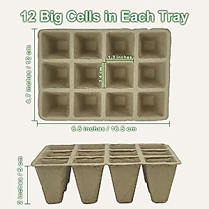 HEURYTEP 15 Packs Biodegradable Seed Starter Tray, 180 Cells Seed Starter Pots, Organic Peat Pots Kits, Seedling Starter Pots Garden Germination Trays with 20 Plant Labels, Middle Size
