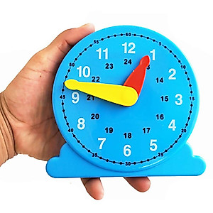 Gsdviyh36 12/24 Hours Montessori Student Learning Clock Time Teacher for Kids Children, Easy to Read, Not Easy to Broken, Punctual Timing Random Color