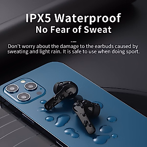 flymory Wireless Earbuds Active Noise Cancelling, Extra Deep Bass Earphones, Bluetooth 5.0 Headphones, IPX5 Waterproof, Touch Control Stereo Big Bass Cordless Headsets(Mini-Black)