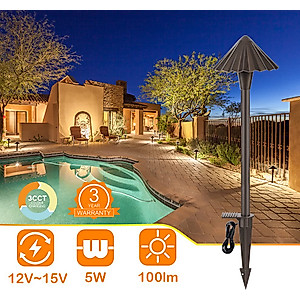 CLOUDY BAY 3000K/4000K/5000K Selectable LED Landscape Pathway Light for Yard Patio,5W 12V~15V AC/DC Low Voltage Path Lighting, Waterproof,6 Pack