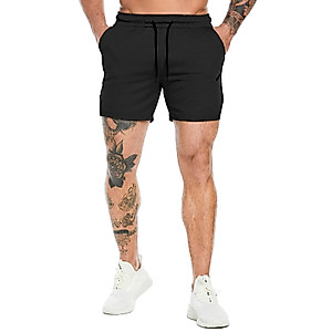 PIDOGYM Men's Workout Running Shorts 5 Inch, Lightweight Mesh Gym Athletic Fitted Short Pants for Bodybuilding Training Black
