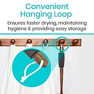 Loofah Back Scrubber by Vive - Long Handled Exfoliating Bath & Shower Body Brush Luffa Sponge On a Stick w/String for Hook - Men & Women (Loofah Brush Dark Wood)