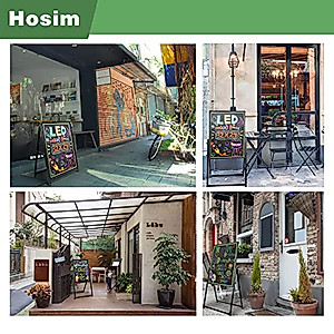 Hosim Standing A-Frame LED Message Writing Board, 32” x 24" Illuminated Erasable Neon Effect Restaurant Menu Sign, Flashing Mode DIY Message Chalkboard for Kitchen Wedding Promotions