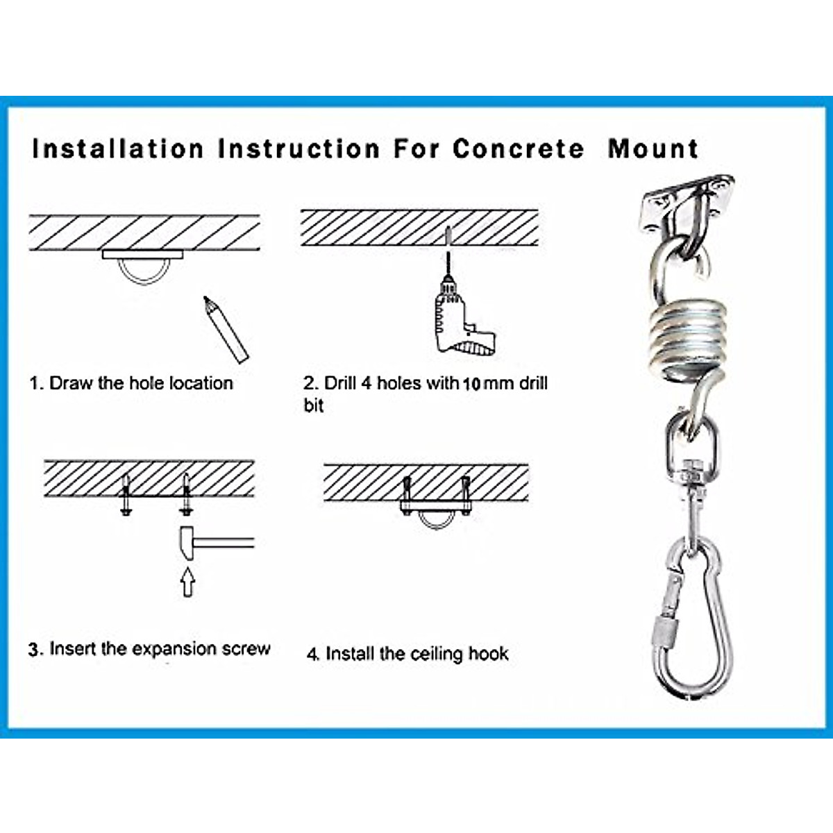 A AIFAMY 700 LB Hammock Hanging Kit Heavy Duty Ceiling Carabiner Hooks with Steel Wall Anchors for Swing, Chair, Yoga Exercise