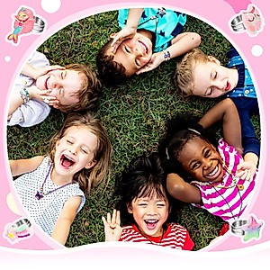 48 Pieces Girls Jewelry Set Adjustable Bracelets Necklaces and Rings Set Pretend Dress up Play Jewelry Party Favors Birthday Gifts for Little Girls Kids Toddler Child Friendship (Cute Style)