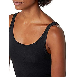 Amazon Essentials Women's Slim-Fit Thin Strap Tank Top, Pack of 2, Black/White, Large