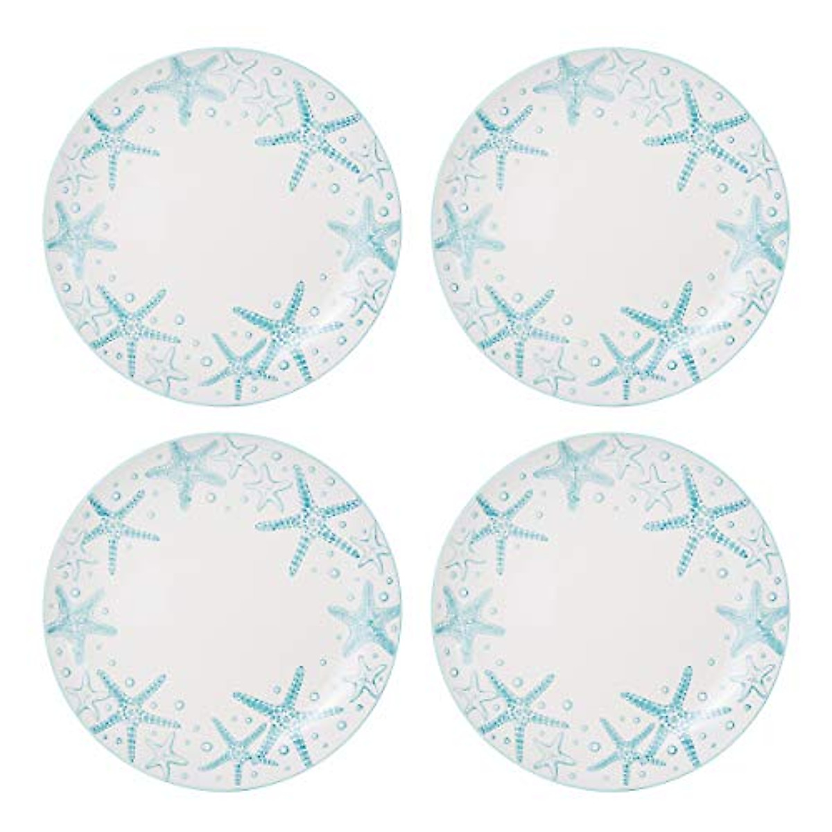 Pfaltzgraff Venice 16-Piece Stoneware Dinnerware Set, Service for 4, Aqua/White -