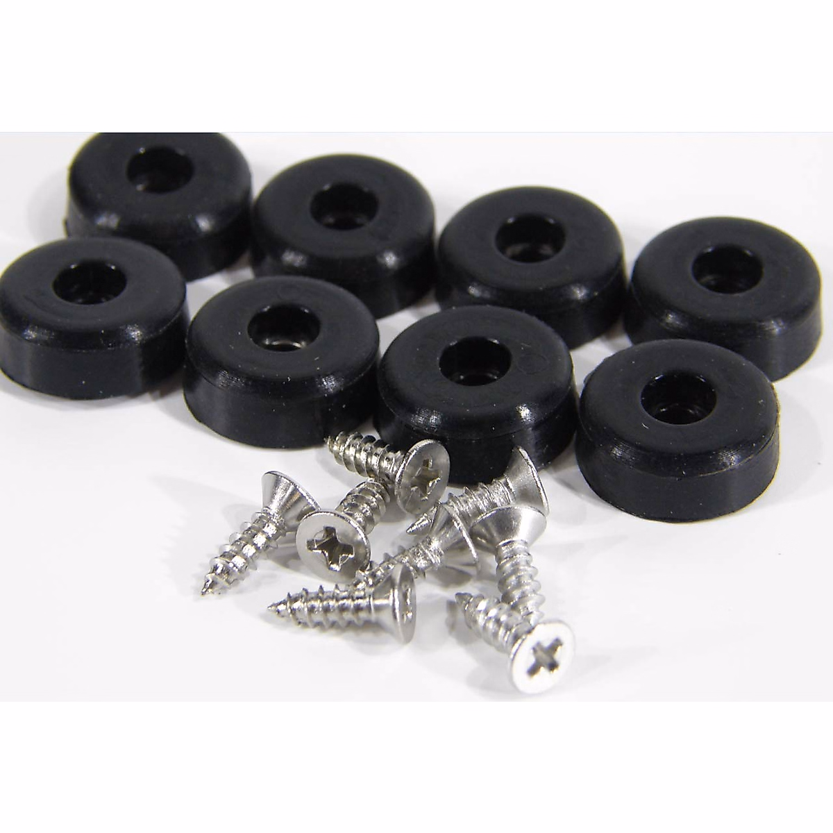 Small Silicone Rubber Bumpers 9/16" DIA Low Profile for Cutting Boards (8, Black)