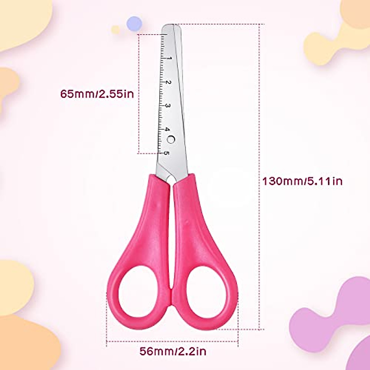 Elesunory 50 Pack Scissors Bulk for Kids, 5 Inch Kids Scissors, Blunt Tip Bulk Scissors for School Kids, Soft Grip Kid Scissor for School Classroom Students Craft(Pink, Blue)
