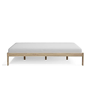 Alaska Wooden Platform Bed Solid Pine Wood Full XL Size Bed Unfinished with Wooden Slats Mattress Support/No Box Spring Needed/Suitable for Adults