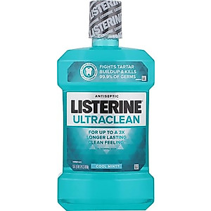 Listerine Ultraclean Oral Care Antiseptic Mouthwash, Everfresh Technology to Help Fight Bad Breath, Gingivitis, Plaque & Tartar, ADA-Accepted Tartar Control Oral Rinse, Cool Mint, 1.5 L