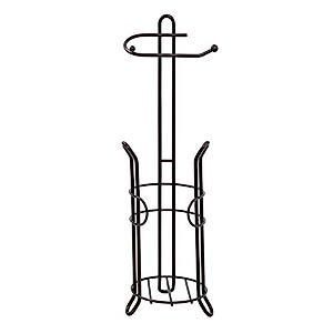 SunnyPoint Bathroom Toilet Tissue Paper Roll Storage Holder Stand with Reserve, The Reserve Area Has Enough Space to Store Mega Rolls; Coating Bronze