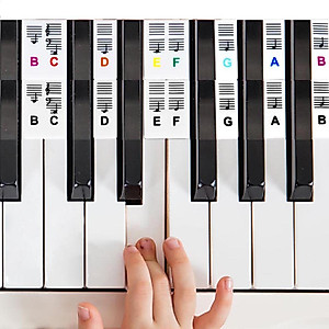 Piano Notes Guide for Beginner, Removable Piano Keyboard Note Labels for Learning, 88-Key Full Size, Made of Silicone, No Need Stickers, Reusable and Comes with Box, Colorful