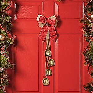 Cow Bell,Bells Ornament 2024,Christmas Bells for Decoration,Decorative Bells,Metal Tibetan Inspired Meditation Decorative Cow Bell with Jute Hanging Rope