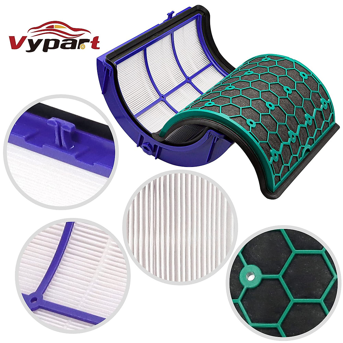 Vypart TP04 Filter Replacement fit For Filter,Replacement H13 Hepa Filter fit for TP04,HP04,DP04 Pure Cool Tower Series,1Pack Hepa Air Purifying Filter Set&1Pack Activated Carbon Pre-Filter Set