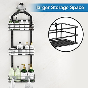 Purdaz Shower Caddy Over Shower Head,Adjustable Hanging Shower Organizer Shelf Shower Storage Rack Basket No Drilling Shower Organizer for Bathroom,Black