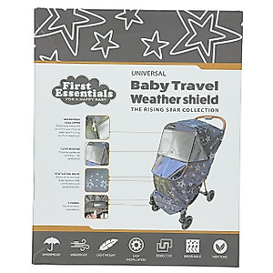 First Essentials Stroller Rain Cover Universal, Baby Travel Weather Shield, Windproof Waterproof, Protect from Dust Snow (Gray)