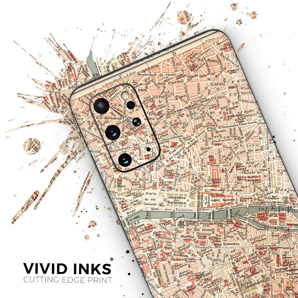 DesignSkinz The Vintage Paris Overview Map Protective Vinyl Decal Wrap Skin Cover Compatible with The Samsung Galaxy S20 (Screen Trim & Back Glass Skin)