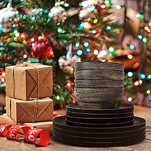 forlent 12 Piece Melamine Dinnerware Sets for 4 - Plastic Wood Grain Plates and Bowls Sets Best for Indoor Outdoor Grill Holiday Party Camping BPA-Free Dishwasher Safe