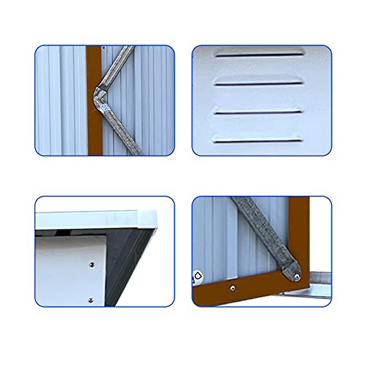 Ampela Outdoor Storage Shed with Singe Lockable Door,Outside Waterproof Galvanized Metal Shed with Air Vent Suitable for Backyard Garden,Tiny House Storage Sheds for Patio Lawn，5x3 FT,White+Orange