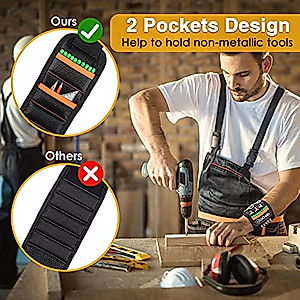 Magnetic Wristband - Cool Gadgets Gifts for Men Dad Him Boyfriend Husband - Tool Belts with 15 Strong Magnets for Holding Screws Nails Wrenches Drill Bits