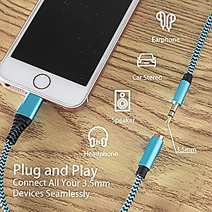 borcall 3Pack Lightning to 3.5mm Aux Adapter Jack Converter Braided Audio Aux Cord Earbuds Splitter Adaptor Compatible with iPhone 14/14 Pro Max/13/13
