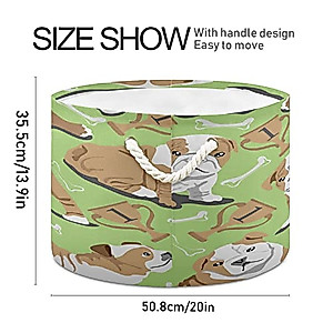 Kigai Cotton Rope Basket Cute Dogs Large Storage Basket for Toys Blanket Baby Laundry Basket for Nursery, Closet, Bedroom, Home Organization