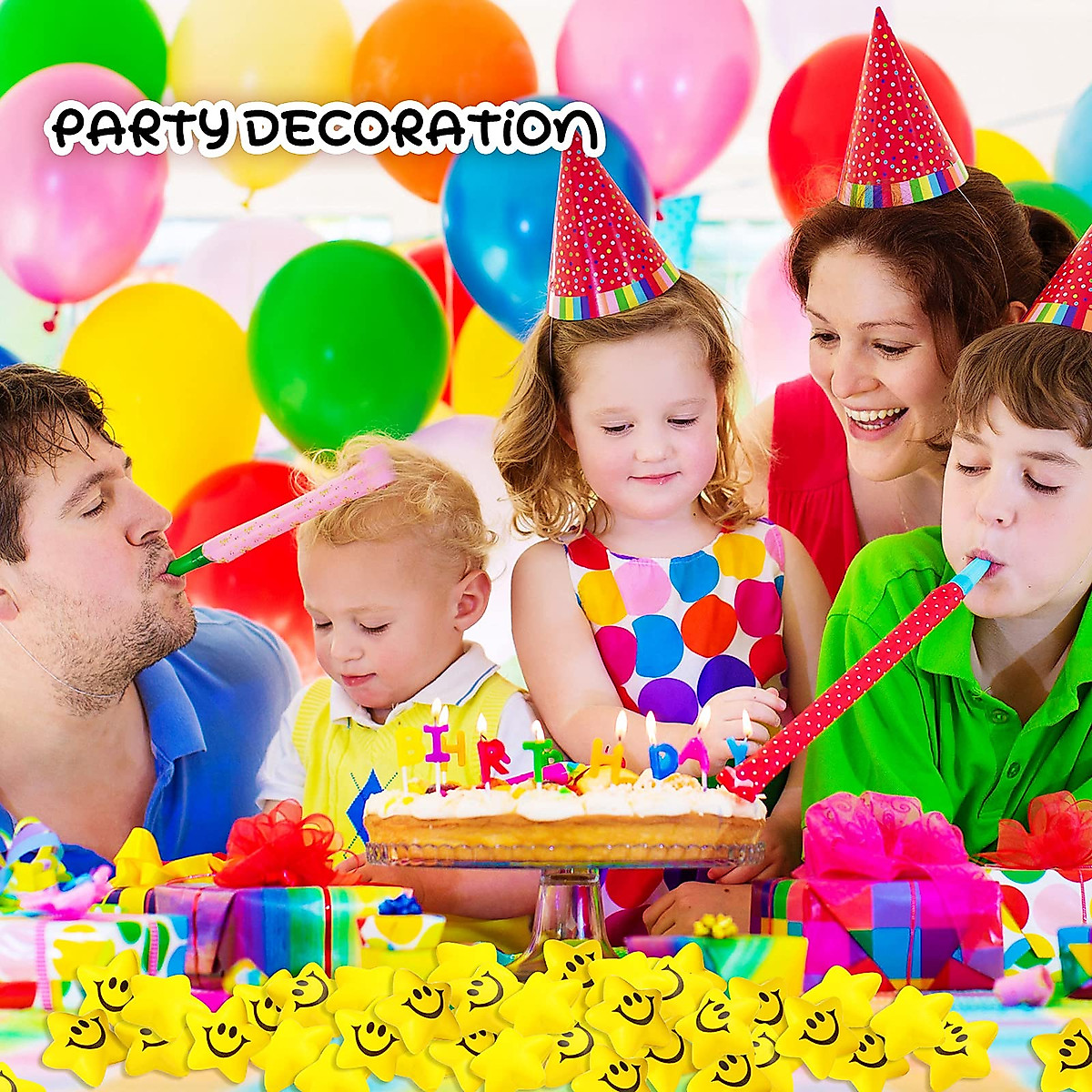 48 Pieces Star Stress Balls for Kids Star Mini Foam Ball Smile Face Stress Ball Bulk Relief Star Toys for School Carnival, Reward Student Prizes, Party Bag Fillers(Yellow)