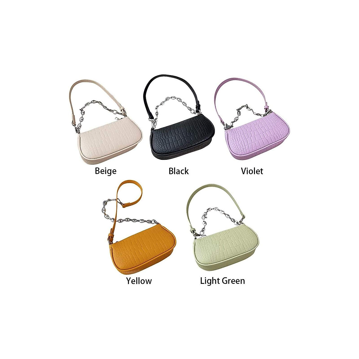 Small Pu Shoulder Bag, Crocodile Pattern Handbag Zipper, Retro Women