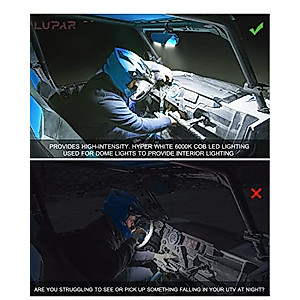 Lupar UTV RZR Rear View Mirror with LED Light fits 1.75"-2" Roll Cage Bar Aluminum Rearview Center Mirrors for SXS Polaris XP 900 1000 Pioneer Talon Can-Am Maverick X3 Kawasaki Arctic Cat Wildcat