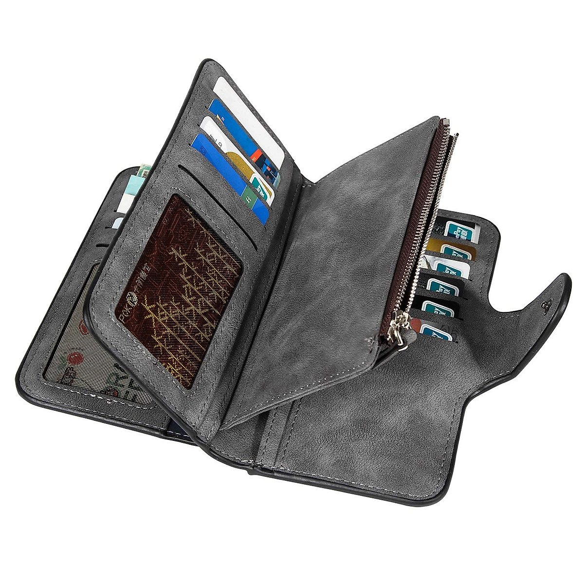 Wallet for Women RFID Blocking Clutch Purse Long Ladies Credit Card Holder Organizer(Dark Grey)